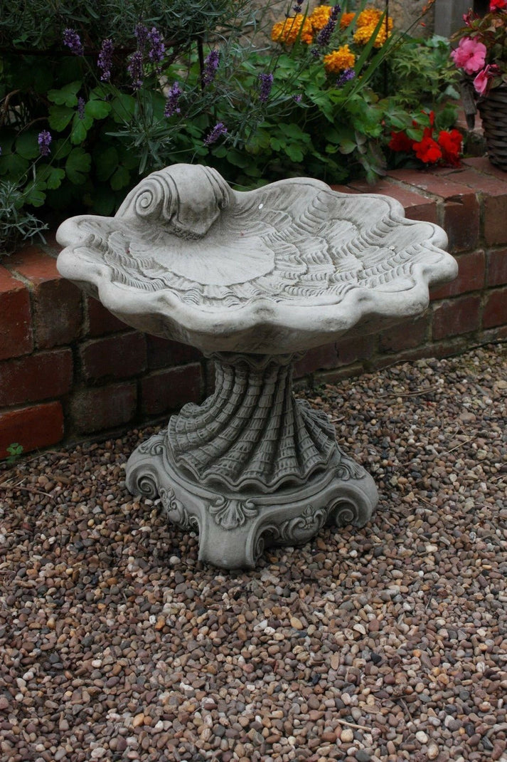 Stone Shell Bird Bath - Elegant Design | Large, Durable, UK Ship ...